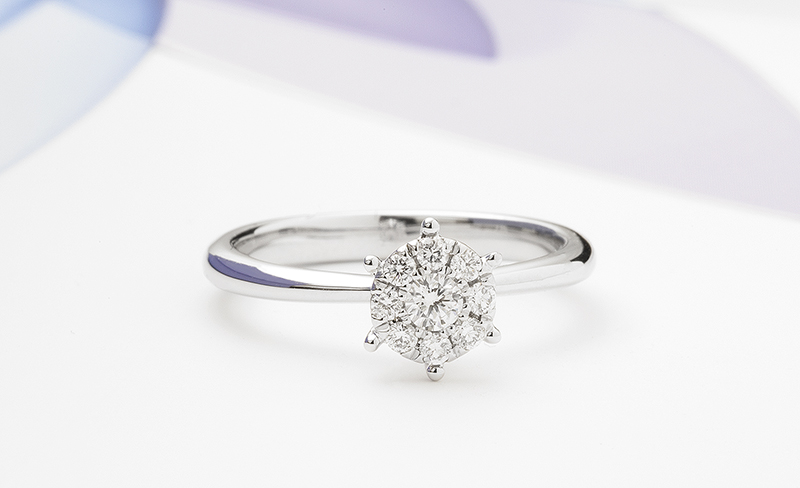 Solitaire Effect Diamond Engagement Rings - Illusion Set with Diamonds