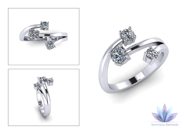 Unique 3 Stone Diamond Rings - Swirls, Twirls and Sweeping Curls