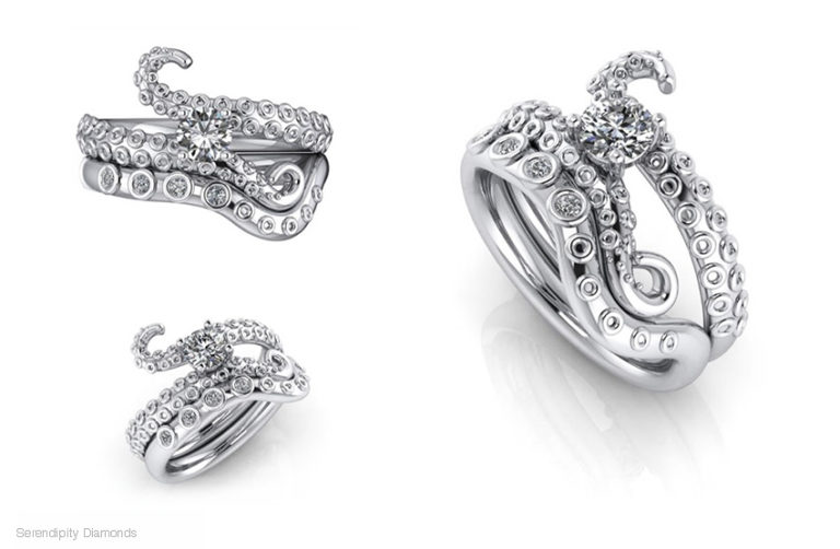 Ocean Themed Engagement Rings & The Kraken Ring