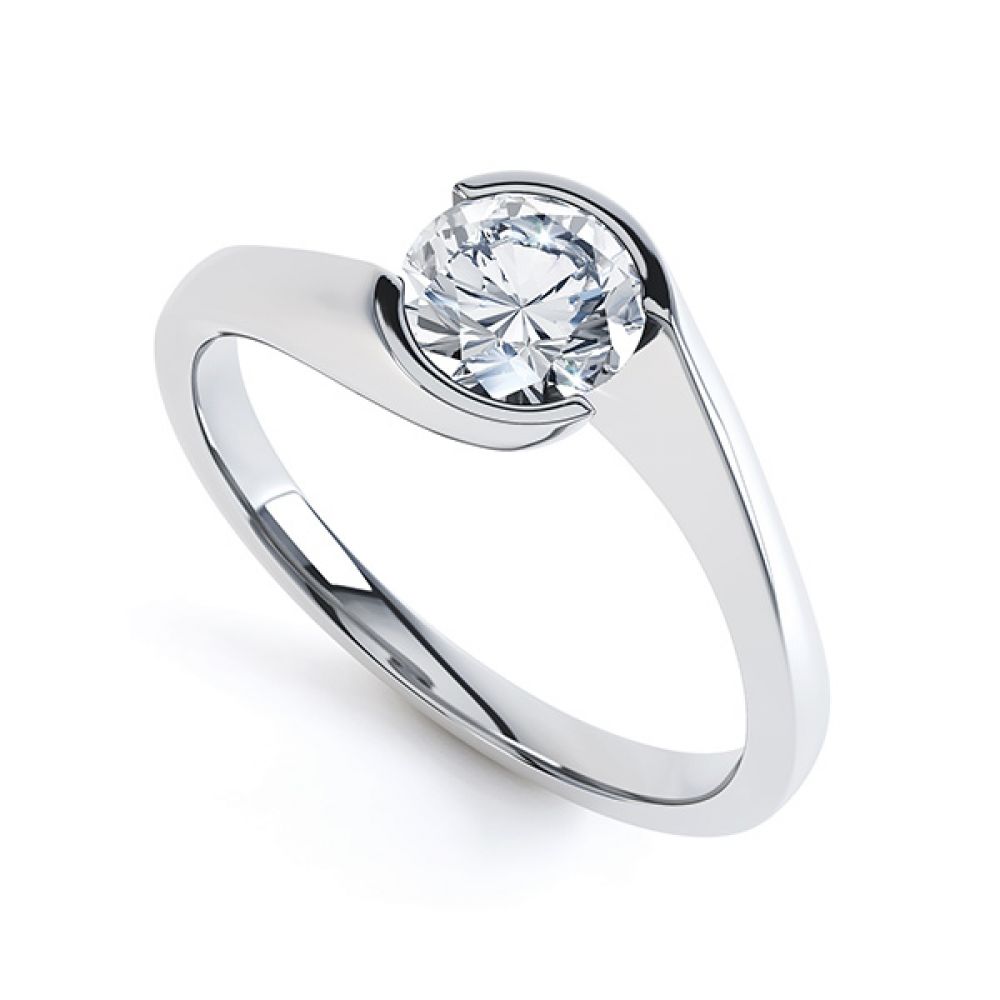 Crossover Bezel Round Solitaire Engagement Ring