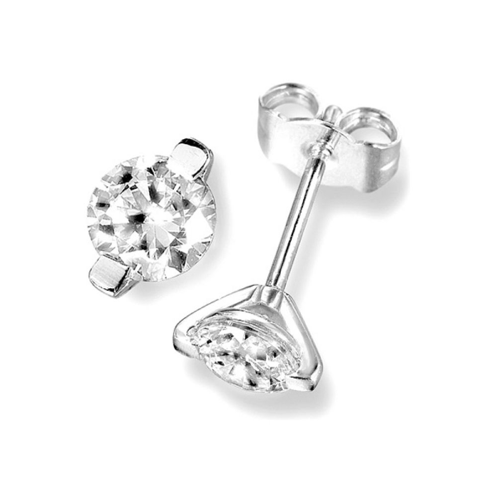 2 Claw Round Solitaire Diamond Earrings