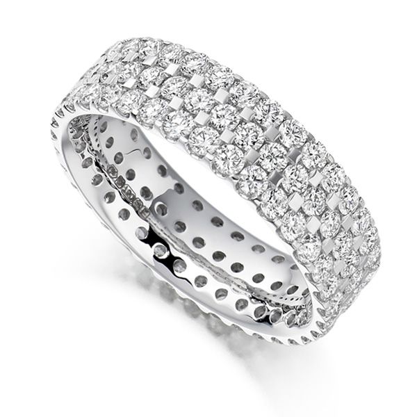 2.5ct 3 Row Pavé Set Full Diamond Eternity Ring
