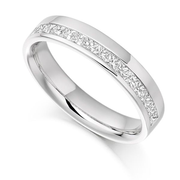 0.50cts Princess Half Eternity Ring Offset Channel