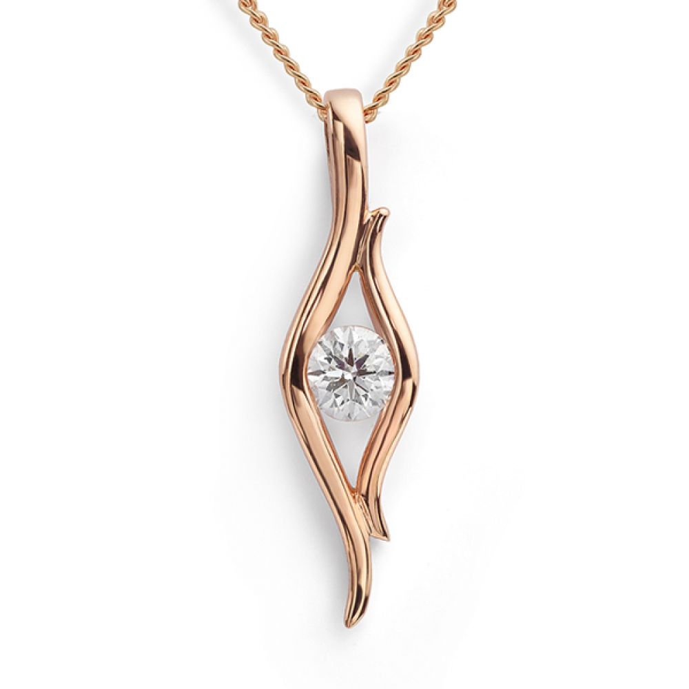 Diamond Wave Necklace - White, Yellow and Rose Gold