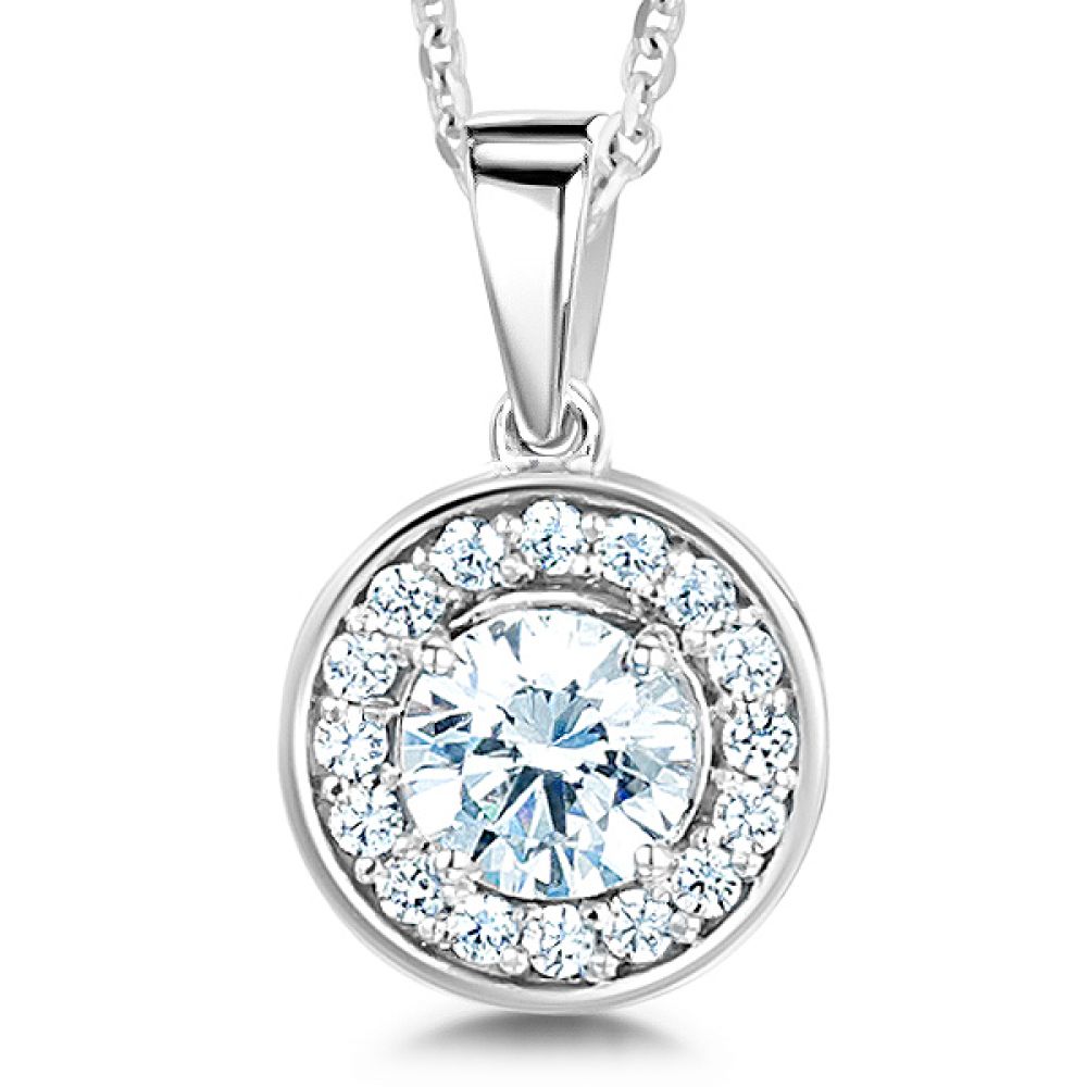 Modern Classic Round Diamond Halo Pendant