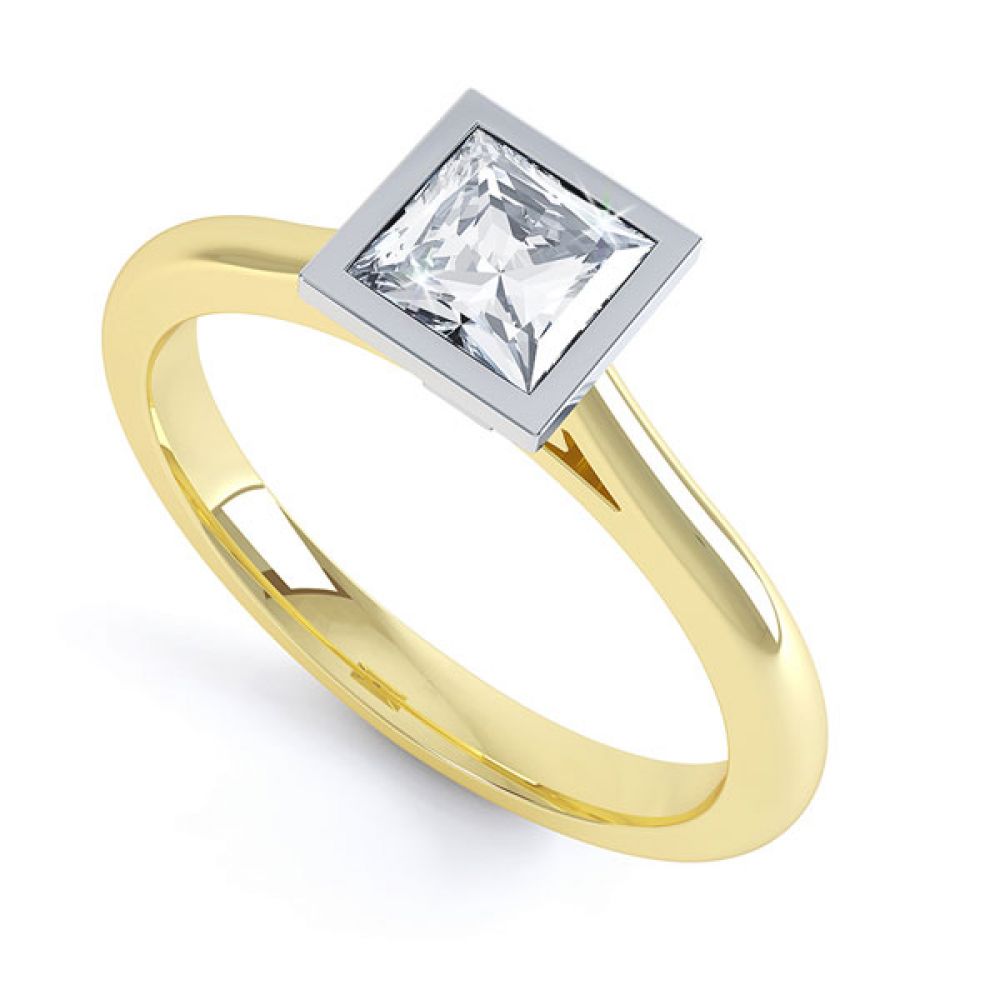 Fine Square Bezel Set Princess Solitaire Ring