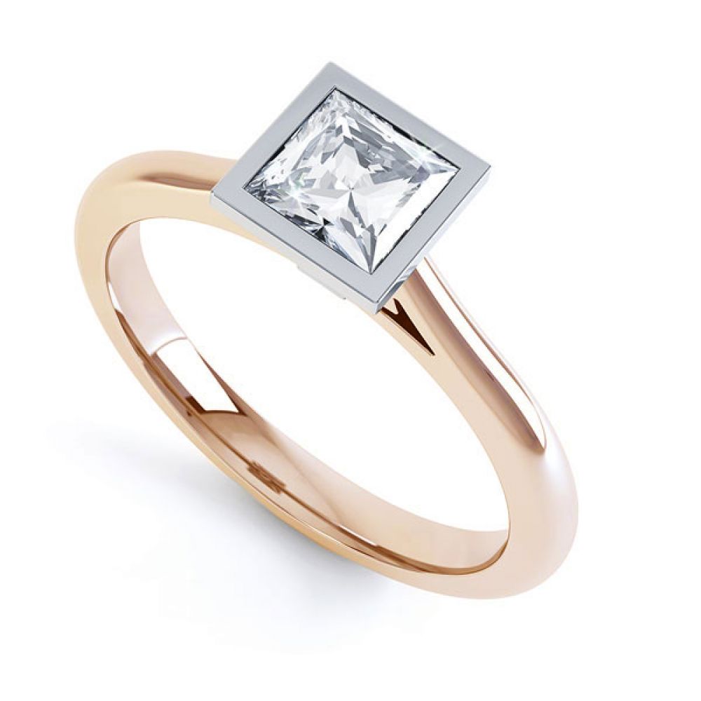 Fine Square Bezel Set Princess Solitaire Ring