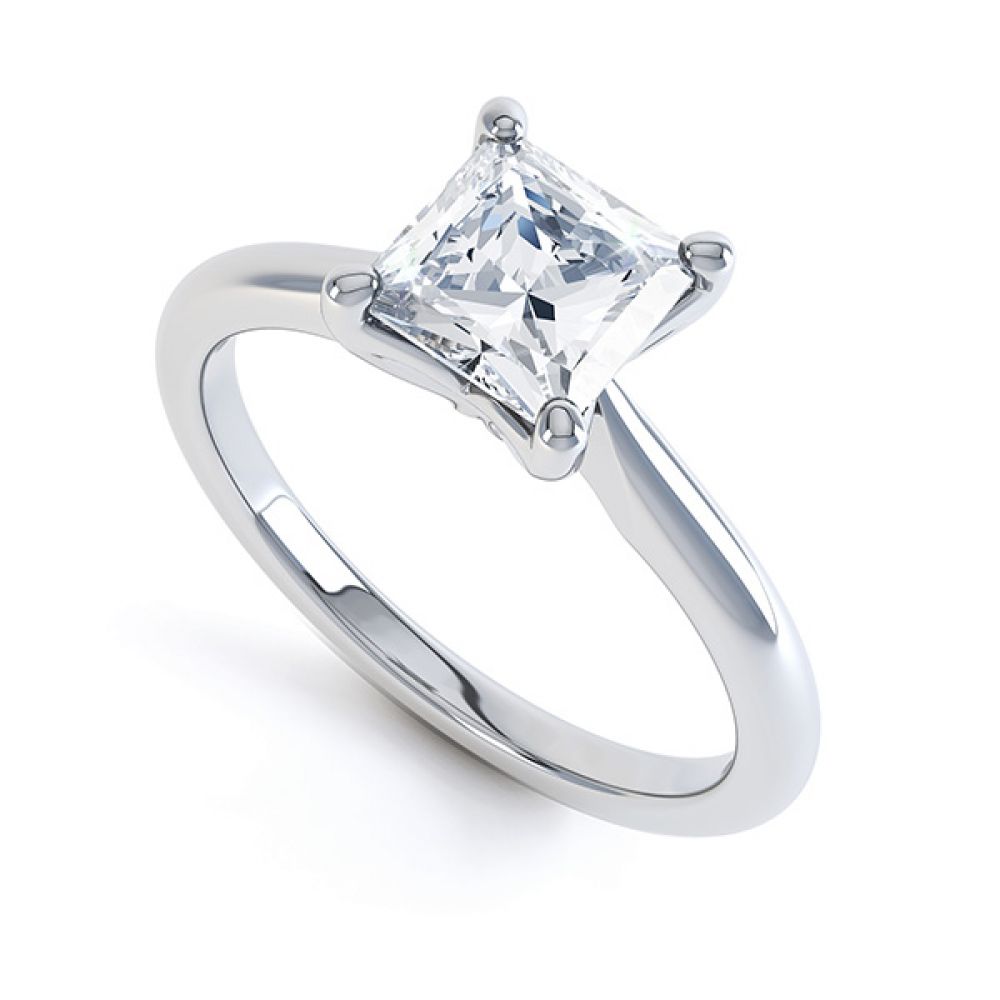 Simple 4 Capped Claw Princess Diamond Ring
