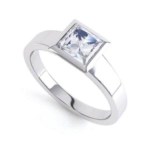 Ultramodern Fully Bezel Set Princess Diamond Ring