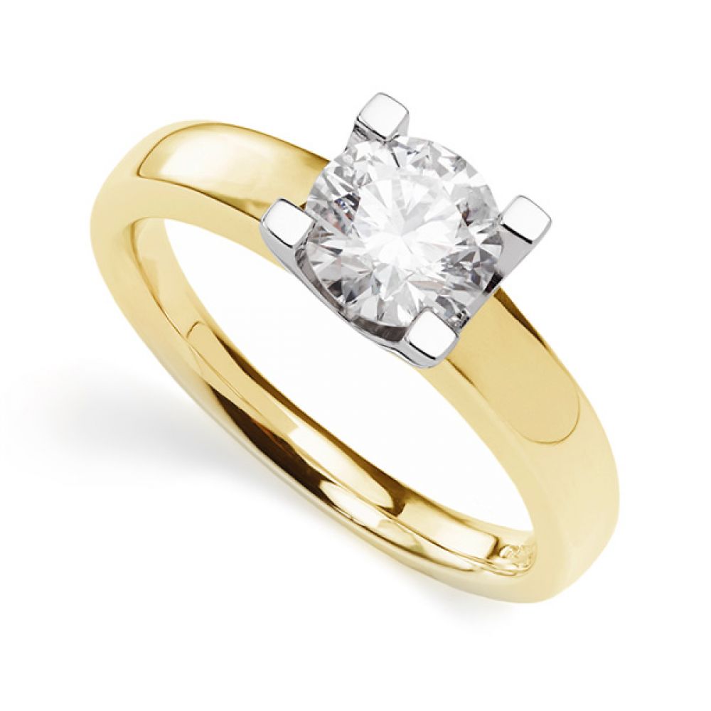 Square Pronged Round Diamond Engagement Ring