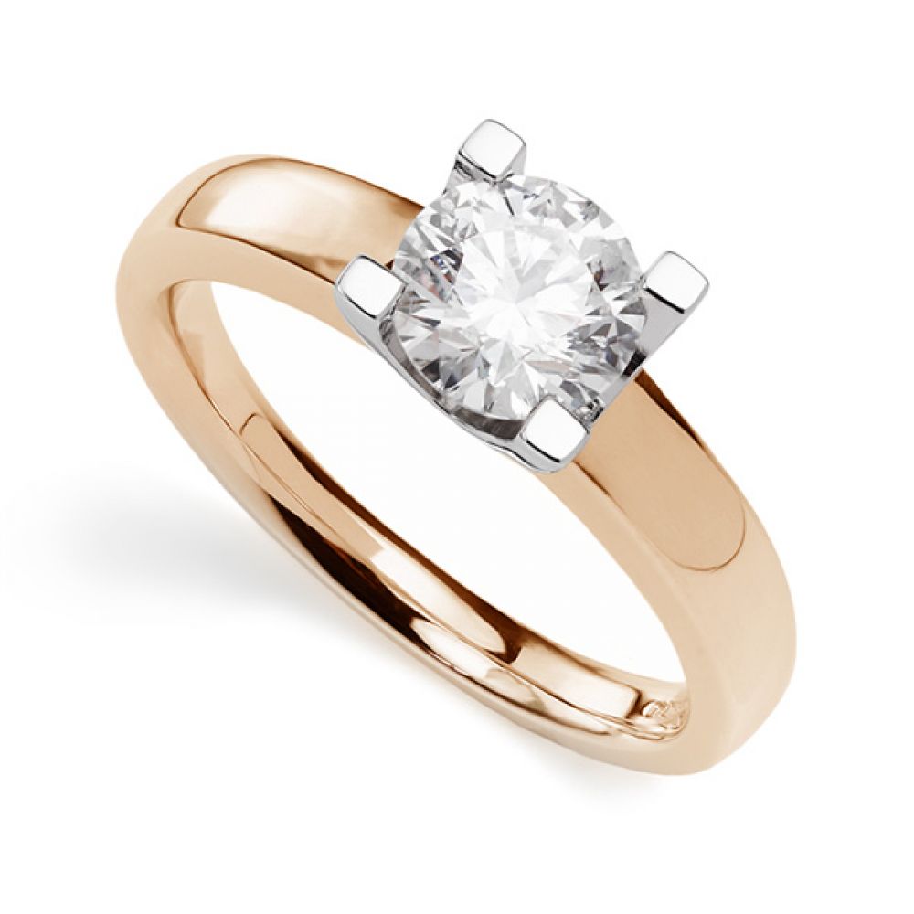 Square Pronged Round Diamond Engagement Ring