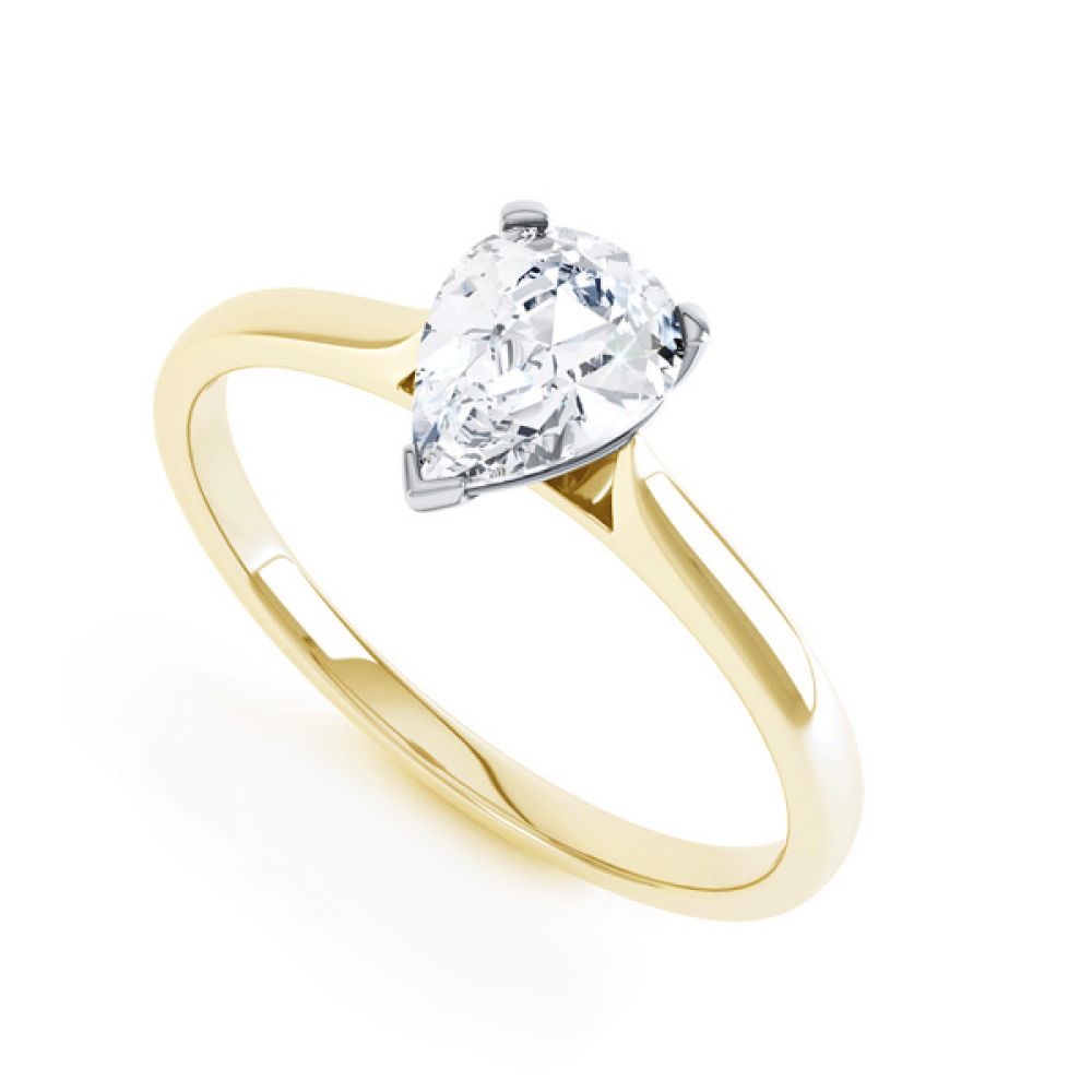 3 Claw Pear Diamond Engagement Ring
