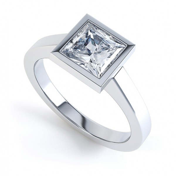 Moderne Princess Diamond Solitaire Engagement Ring