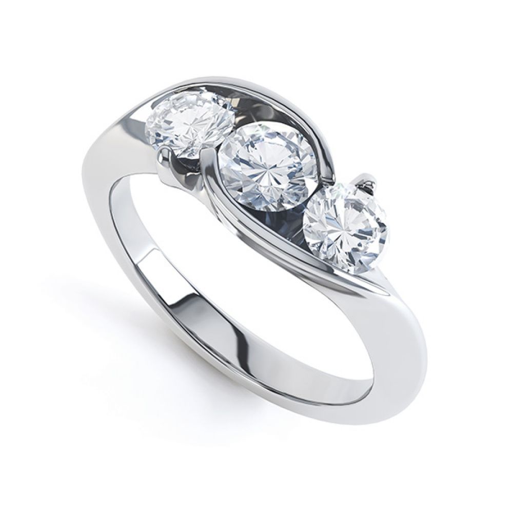 Three Stone Crossover Diamond Ring