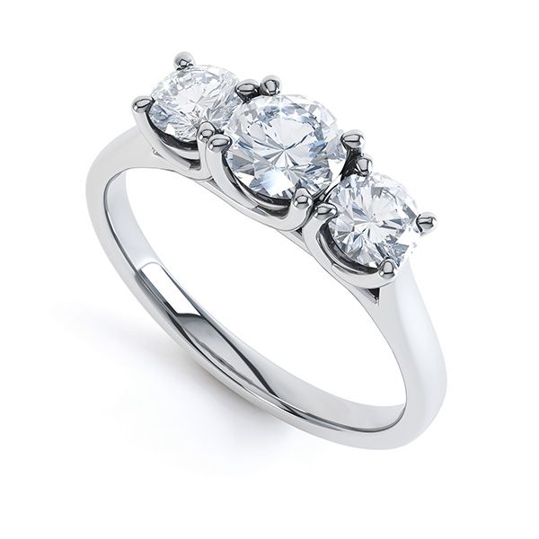Graduated 3 Stone Engagement Ring with Trellis Setting