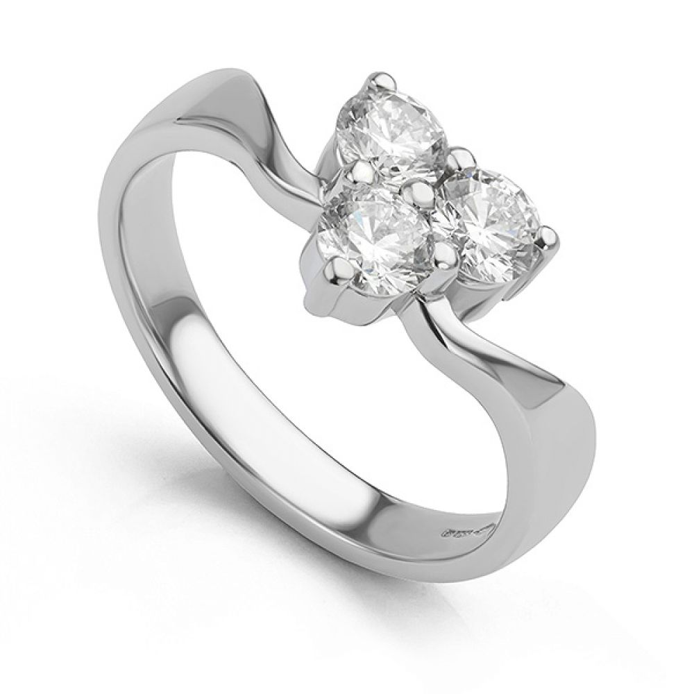 3 Stone Trilogy Diamond Cluster Engagement Ring