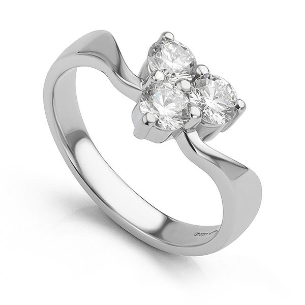 3 Stone Trilogy Diamond Cluster Engagement Ring