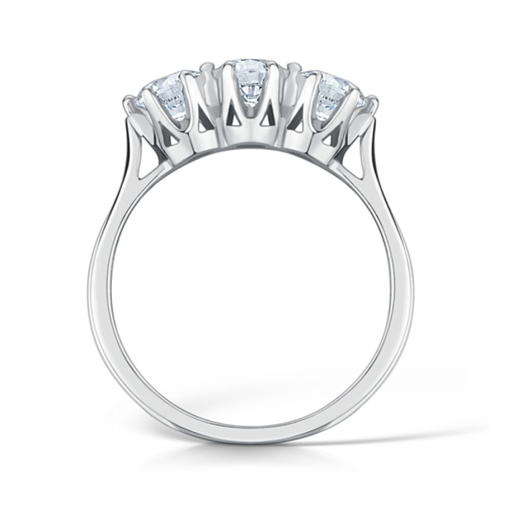 Classic 3 Stone Claw Set Diamond Ring