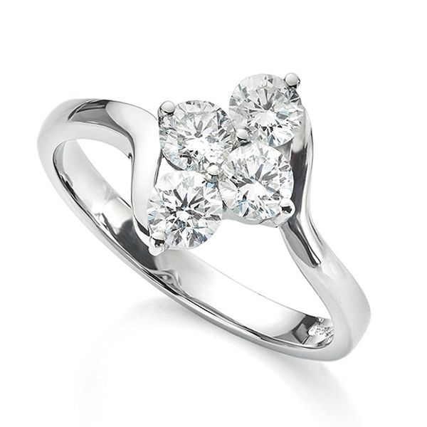 Quadrillo 4 Stone Diamond Cluster Ring