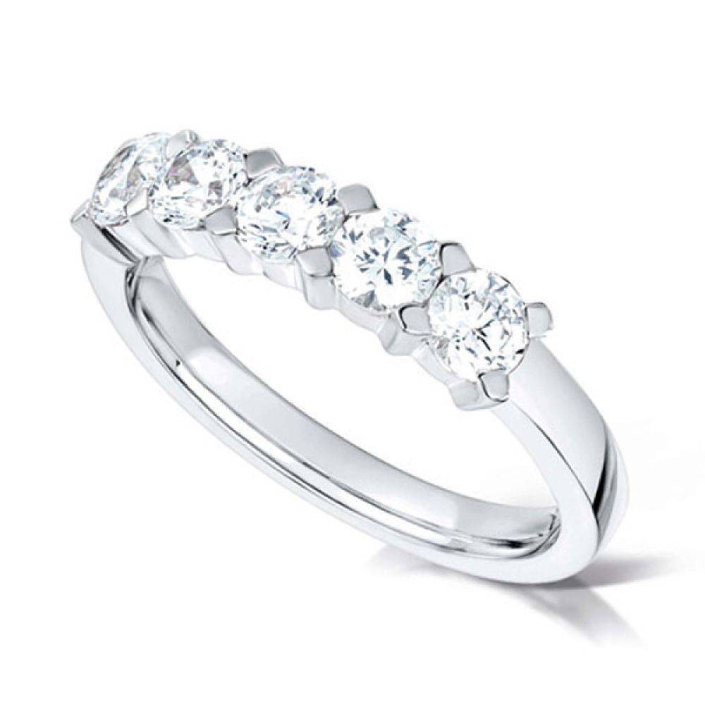 5 Stone Diamond Ring with Square Claw Setting
