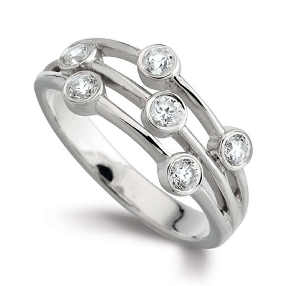 Rainbow 6 Stone Diamond Bubble Ring