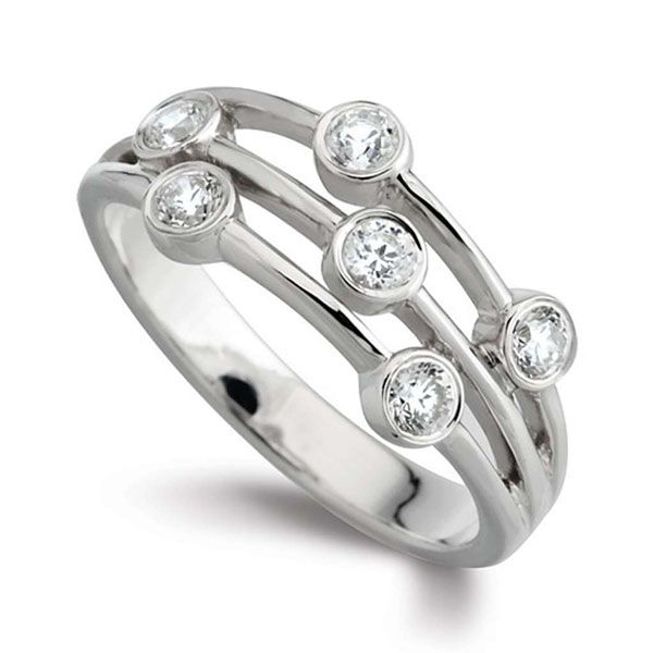 Rainbow 6 Stone Diamond Bubble Ring