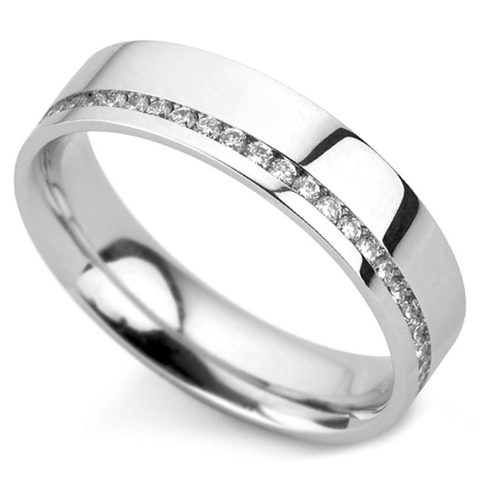 0.50ct Offset Flat Court Diamond Wedding Ring