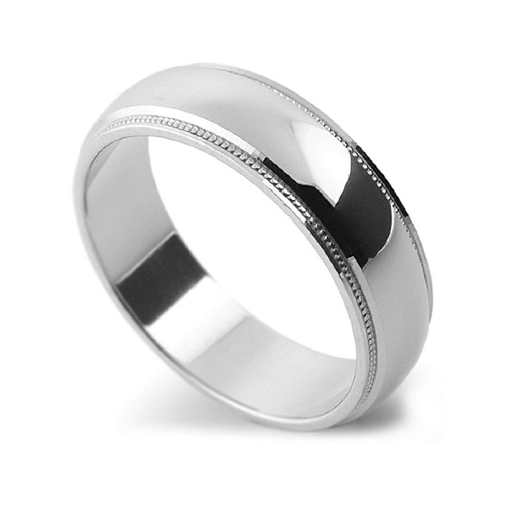 Polished Court Wedding Ring Milgrain Edge