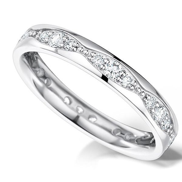 Wave Design Grain Set Diamond Band