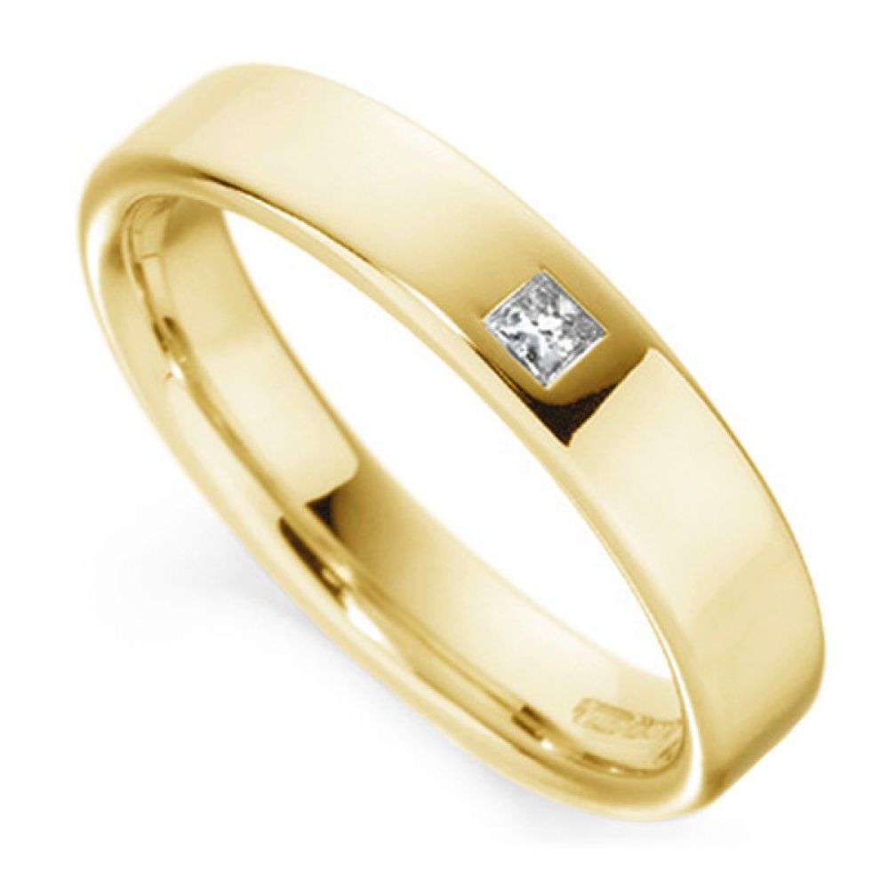 Flush Set Princess Cut Diamond Wedding Ring
