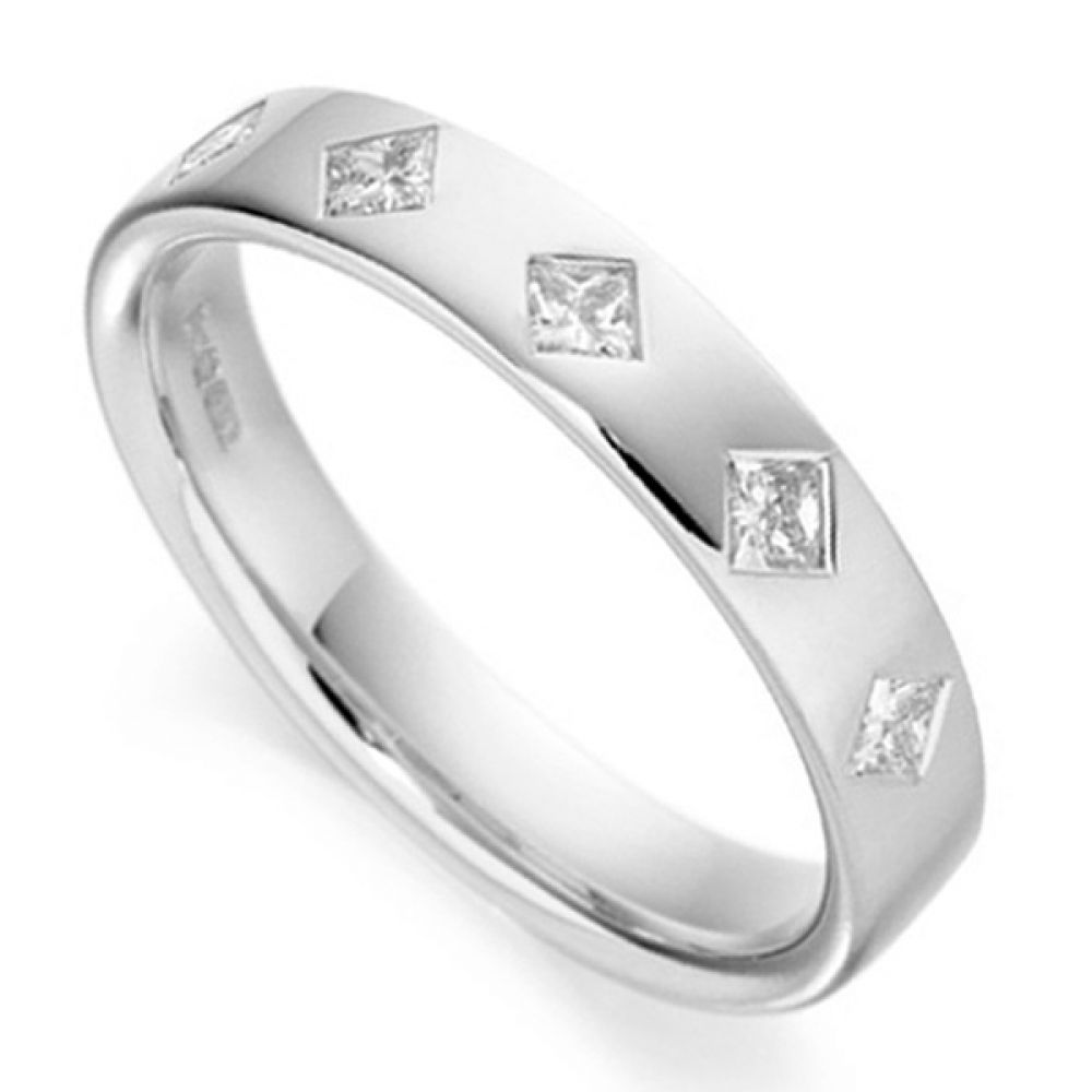 Unique Princess Cut 5 Stone Wedding Ring