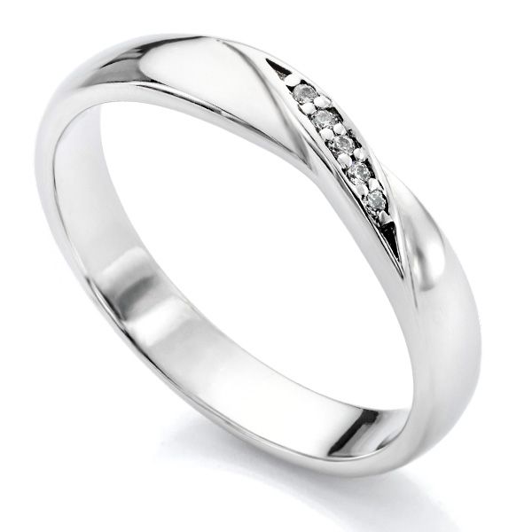 Diamond Twist Wedding Ring - Twisted Ribbon Diamond Set Wedding RIng