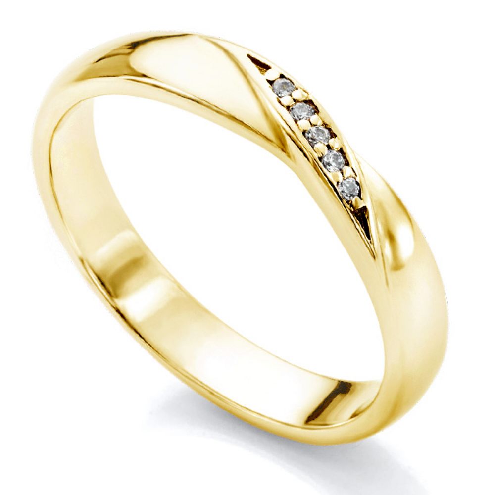 Diamond Twist Wedding Ring - Twisted Ribbon Diamond Set Wedding RIng