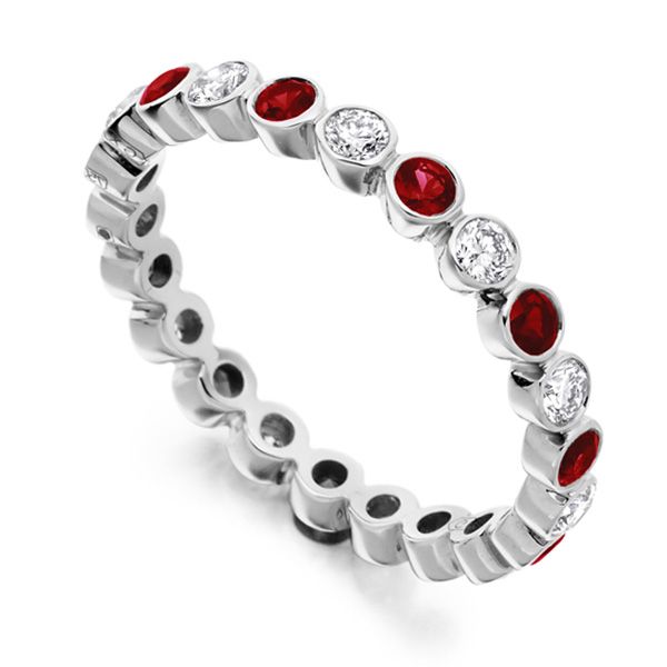 0.51ct Bezel Set Diamond & Ruby Full Eternity Ring