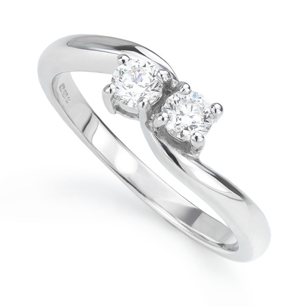 Two Stone Diamond Twist Engagement Ring