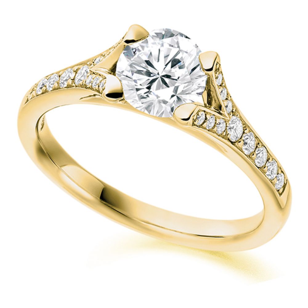 Diamond Engagement Ring with Fishtail Diamond Shoulders