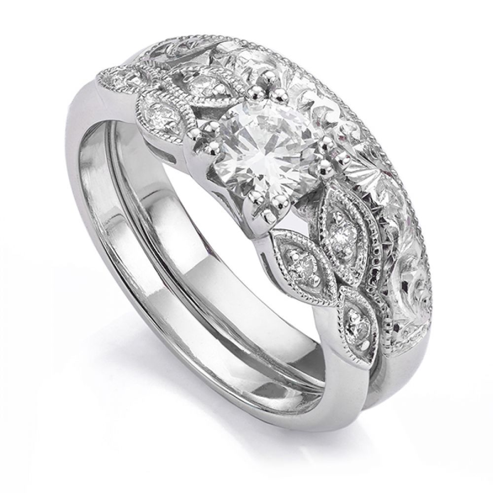 Hand-Engraved Vintage Shaped Wedding Ring