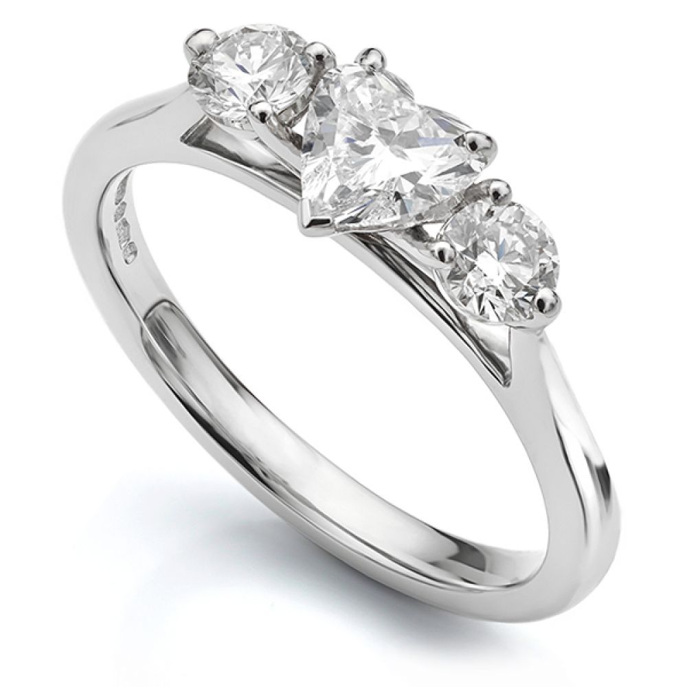 Heart Shaped Diamond Trilogy Ring | Heart-Shaped 3 Stone Ring
