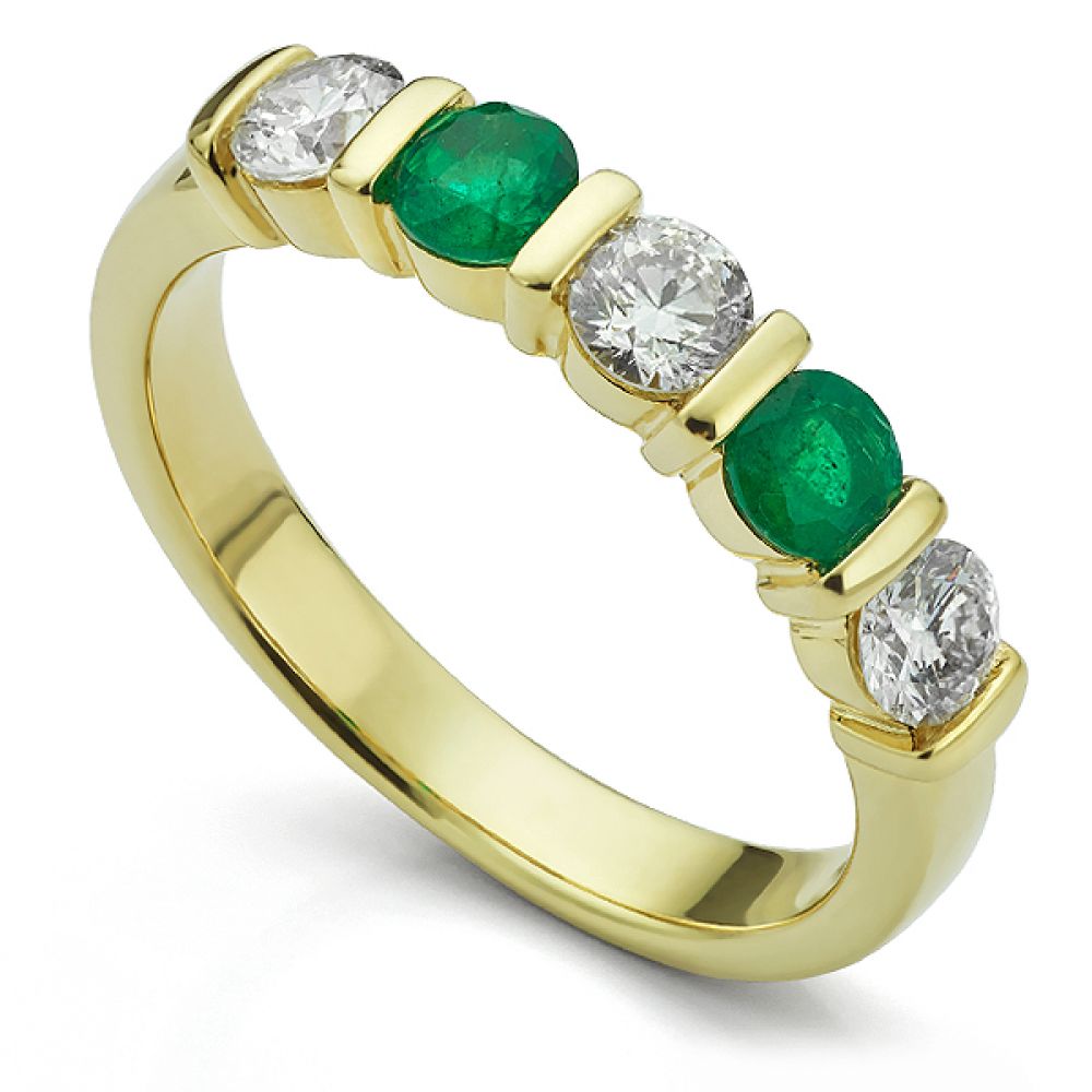 Bespoke Emerald & Diamond Half Eternity Ring