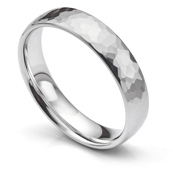 Hammered Wedding Ring with Mirrored Polish