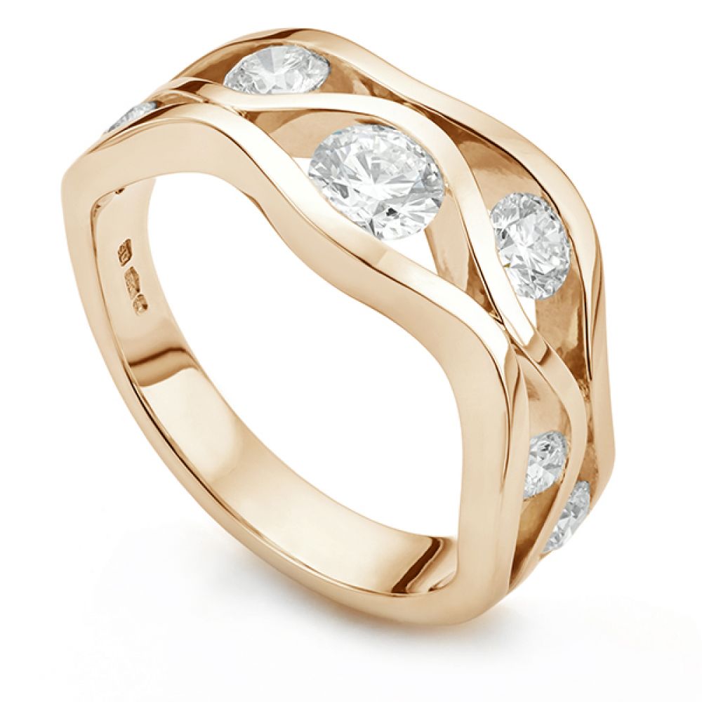 Diamond Wave Ring | Wave Effect Diamond Ring