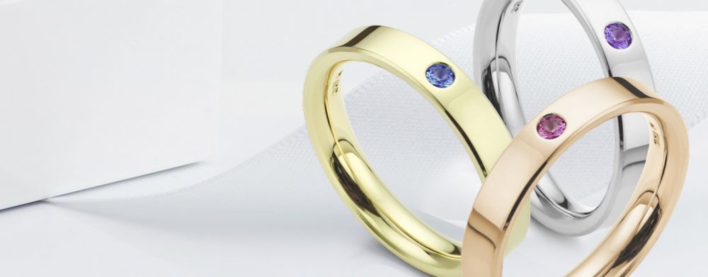 Birthstone Wedding Rings - Coloured Gemstone Wedding Rings