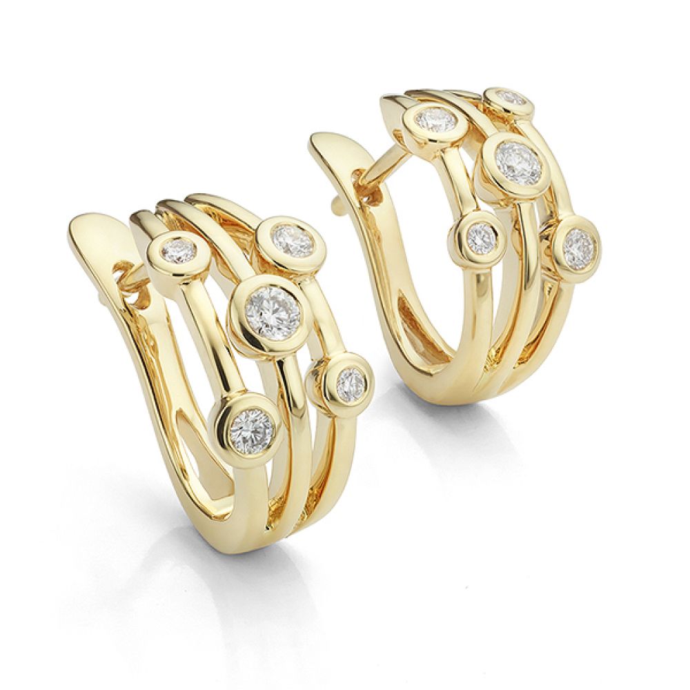 Diamond Bubble Earrings - Diamond Bubble Hoop Earrings