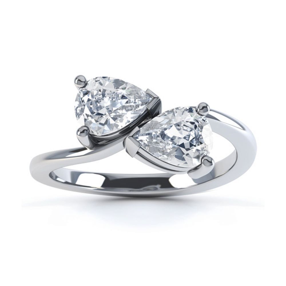 2 Stone Pear Shaped Diamond Ring - Toi-et-Moi