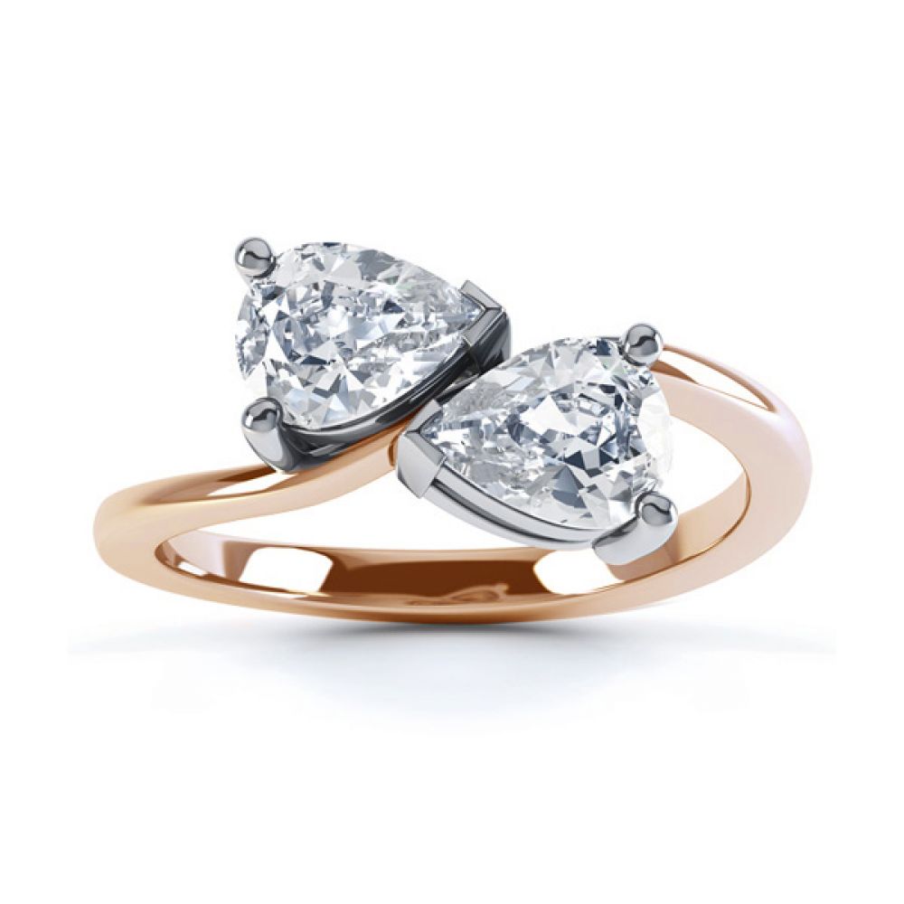 2 Stone Pear Shaped Diamond Ring