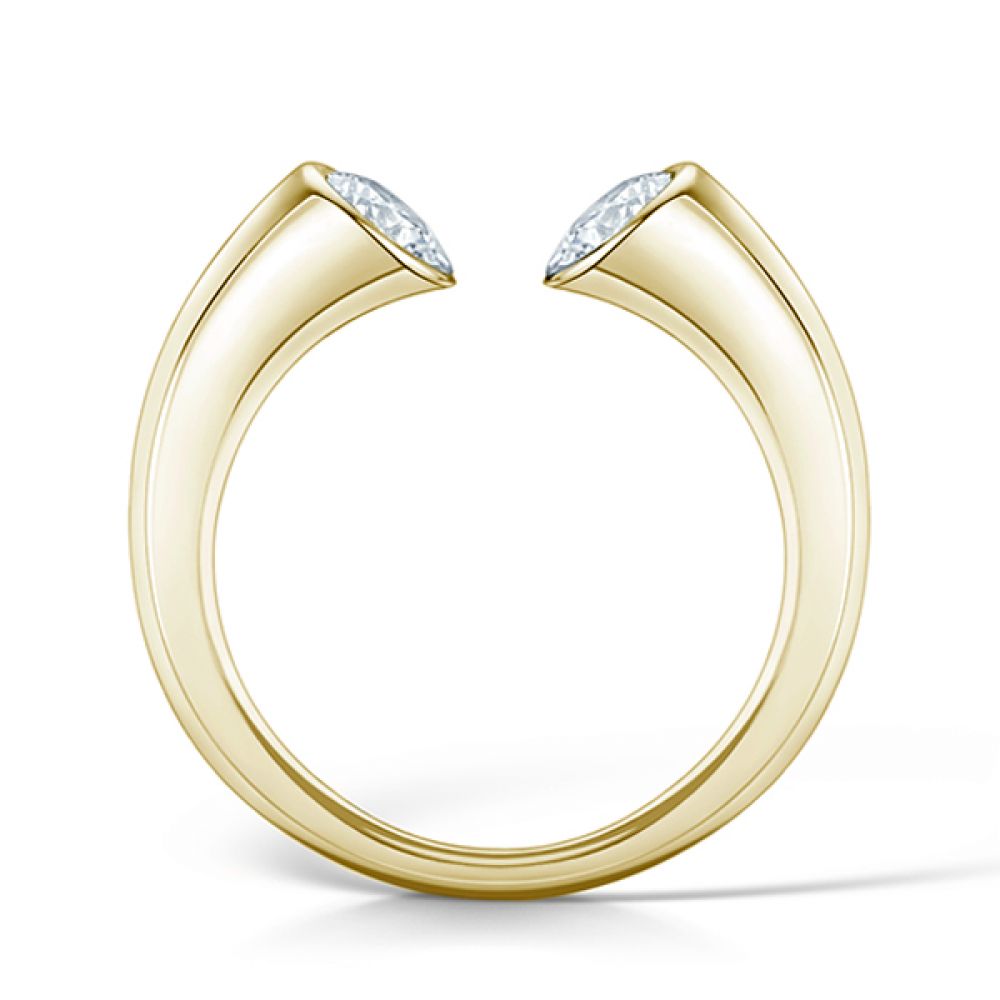 Unusual 2 Stone Rub-Over Diamond Engagement Ring