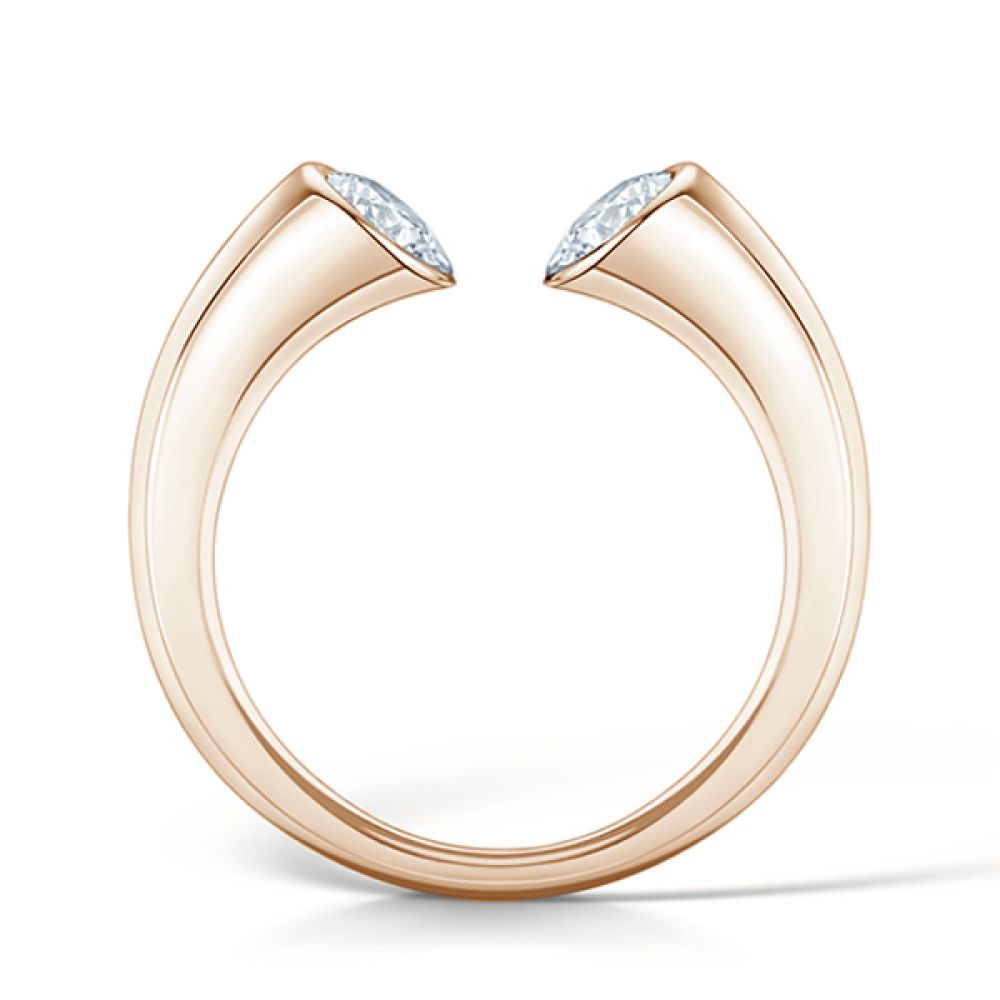 Unusual 2 Stone Rub-Over Diamond Engagement Ring