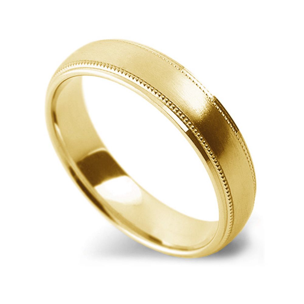Satin Finish Wedding Ring with Milgrain Edge