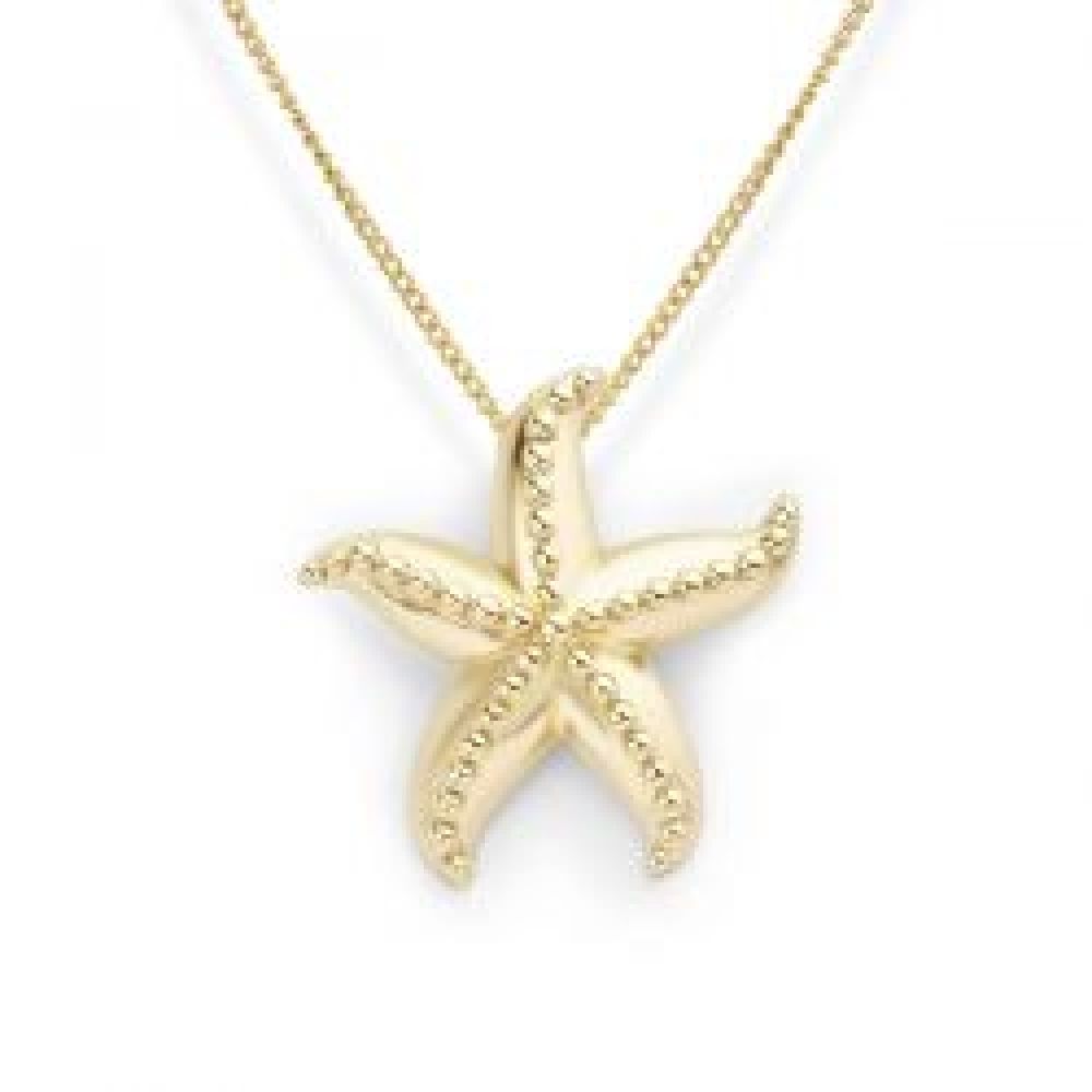 Yellow Gold Starfish Necklace - Beach Inspired Necklace