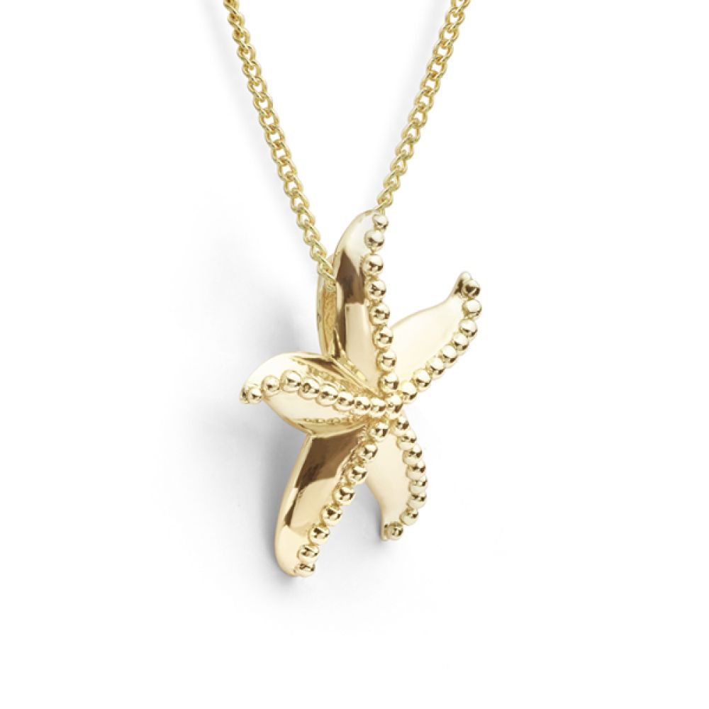 Yellow Gold Starfish Necklace - Beach Inspired Necklace